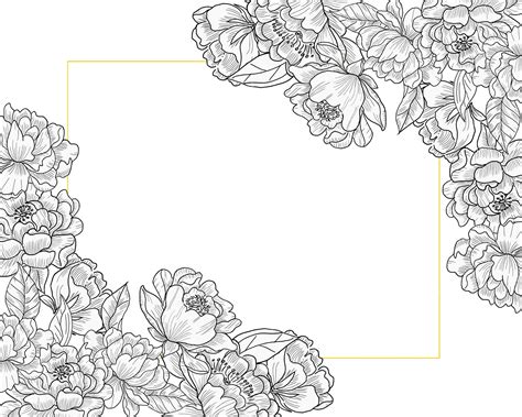 Premium Vector Hand Drawn Peony Flower And Leaves Border