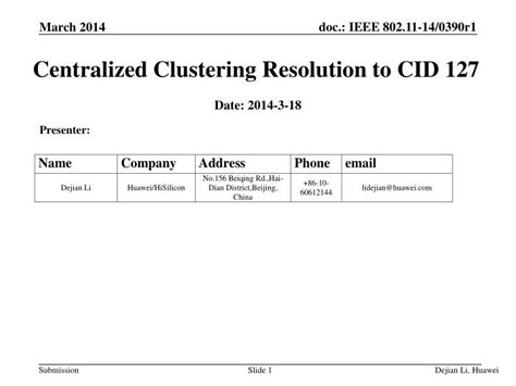 Ppt Centralized Clustering Resolution To Cid 127 Powerpoint
