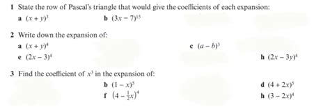 Solved State The Row Of Pascal S Triangle That Would Give Chegg