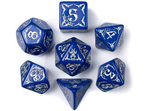 Pathfinder Second Darkness Blue And Silver Dice Set 7 Q Etsy