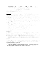 Problem Set 1 Pdf ECON 354 Issues In Urban And Regional Economics Problem Set 1 10 Points