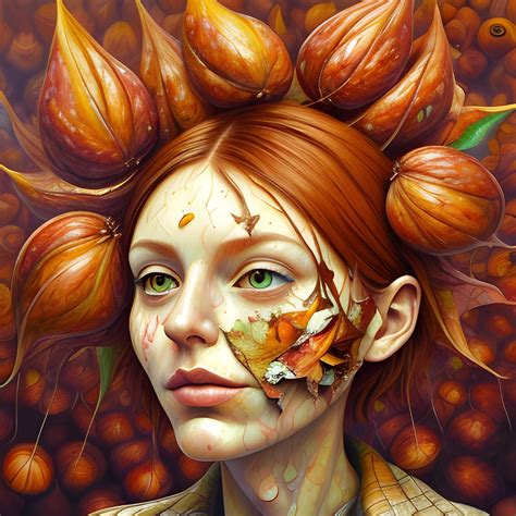 Make A Chestnut Look Like A Female Human Face Close Up Saturat Arthubai