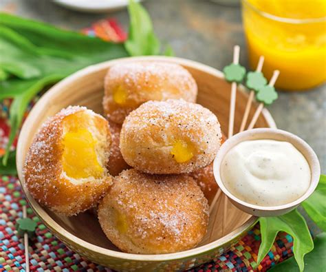 Gourmet Recipe Mango And Papaya Beignets With Coconut Cream