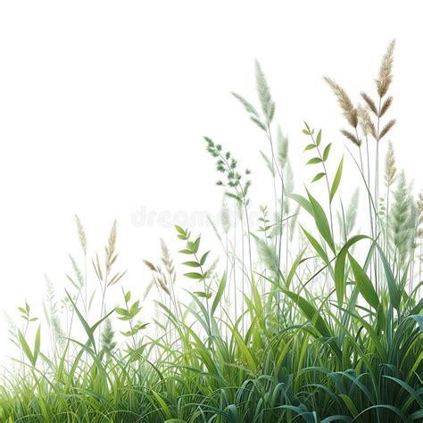 Ai Generated Illustration Of Green Grass With A White Background Stock