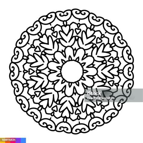 색칠하기 책 페이지를 위한 만다라 아트 디자인 그래픽 프린트에 대한 스톡 벡터 아트 및 기타 이미지 그래픽 프린트 꽃 식물