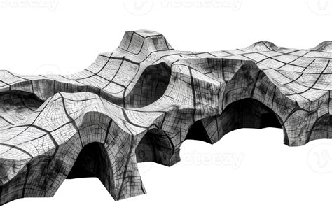 Abstract 3d Wireframe Structure With Dynamic Curves And Geometric Patterns Isolated On