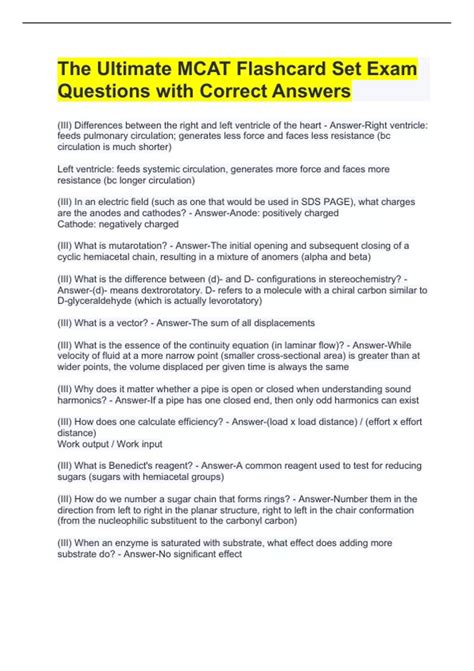 The Ultimate Mcat Flashcard Set Exam Questions With Correct Answers Mcat Stuvia Us