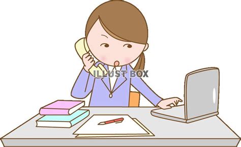 無料イラスト デスクワークをする女性