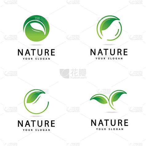 绿叶标志自然图标设计