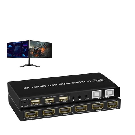 Buy Dual Monitor KVM Switch K Hz Port Extended Display Dual Monitor KVM Switch In Out