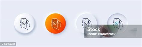 승인된 앱 회선 아이콘입니다 핸드 홀드 전화 사인 선 아이콘 벡터 3차원 형태에 대한 스톡 벡터 아트 및 기타 이미지 3차원 형태 Brand Name Smart