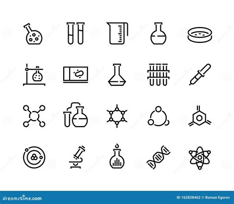 Laboratory Line Icons Chemical And Medical Science Experiment Pictograms Flask Tube And Beaker