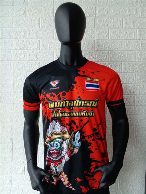 เสื้อฟุตบอลทีมชาติไทย สไตล์บอลไทย พิมพ์ลายทั้งตัว สีฟ้า ร้านบอลไทย Ballthaifc Sport Omsport