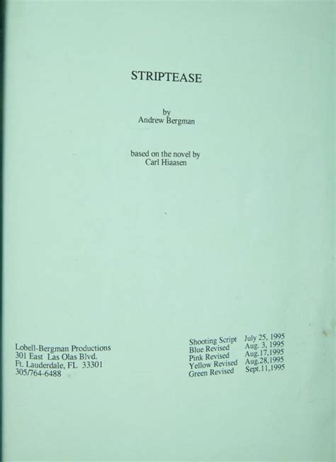 Burt Reynolds Striptease Working Script