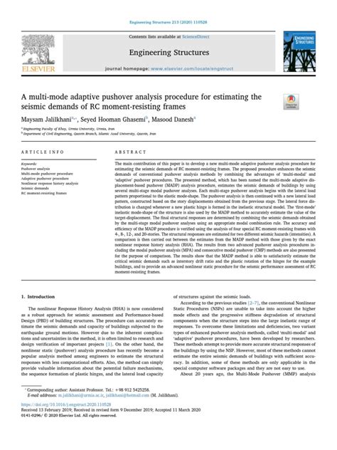 A Multi Mode Adaptive Pushover Analysis Procedure For Estimating The Pdf Price Elasticity Of