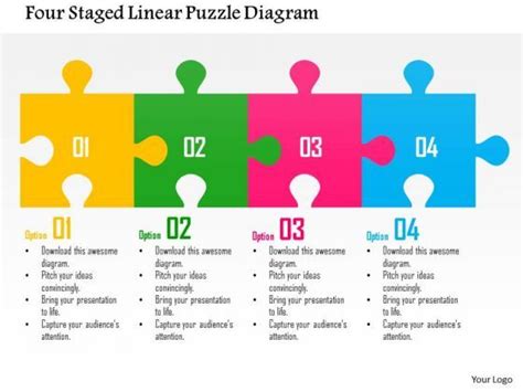 Business Diagram Four Staged Linear Puzzle Diagram Presentation Template