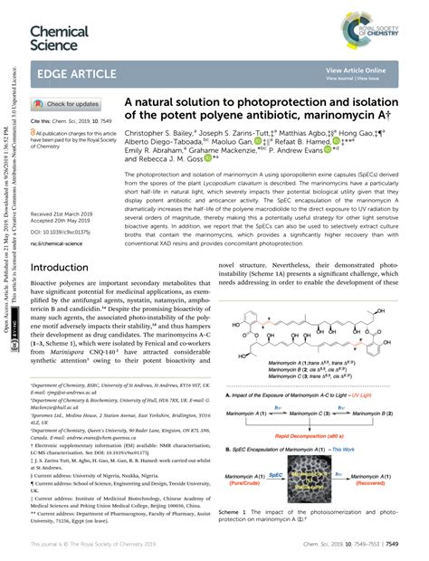 Pdf A Natural Solution To Photoprotection And Isolation Of The Potent Polyene Antibiotic