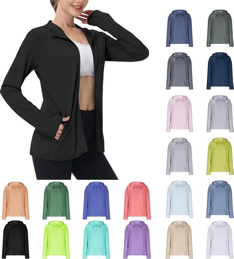 Womens Spf Jacket Upf 50 Sun Protection Outdoor Hiking Athletic Hoodie Lightweight Long Sleeve