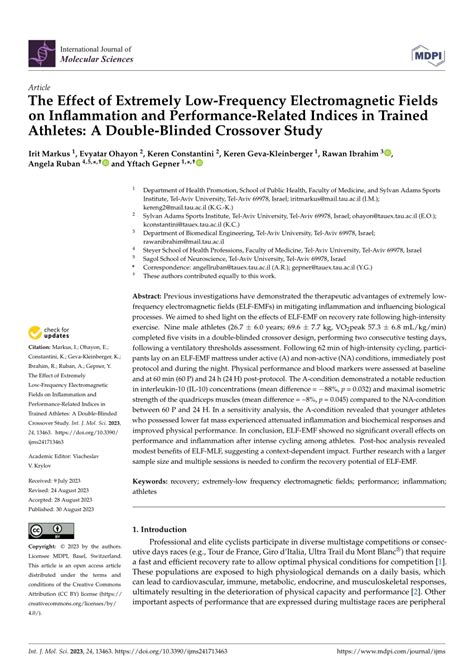 Pdf The Effect Of Extremely Low Frequency Electromagnetic Fields On Inflammation And