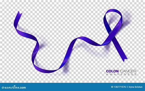 Colon Cancer Awareness Month Dark Blue Color Ribbon Isolated On