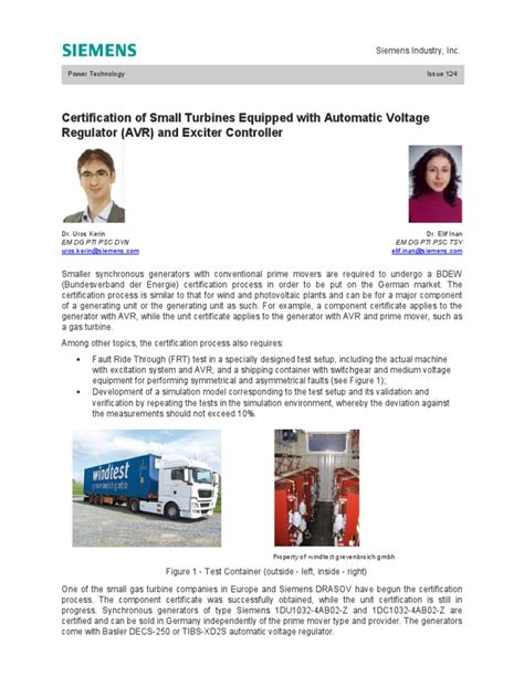 Certification Of Small Turbines With Avr Pdf Electric Generator