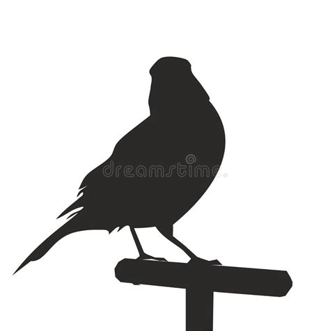 The Silhouette Of A Bird On A Perch Vector Illustration Stock Vector