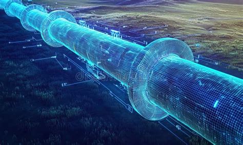 Digital Rendering Of A Futuristic Pipeline System Integrated Into A