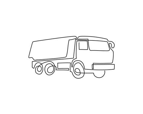 Premium Photo Dump Truck Continuous Line Drawing One Line Art Of Commercial Vehicle Lorry Hand