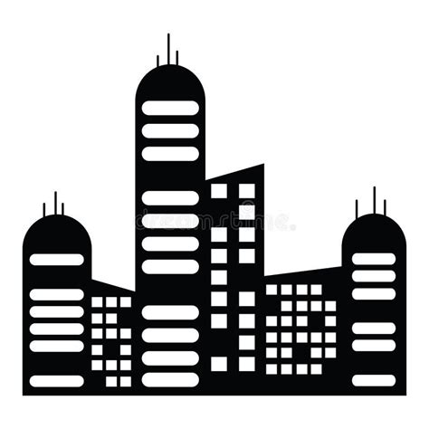 Iconos Negros De La Ciudad Del Vector Fijados Ilustración Del Vector