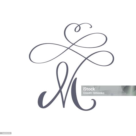 Vektor Tangan Digambar Kaligrafi Bunga M Monogram Atau Huruf Huruf Tangan Huruf Besar M Dengan