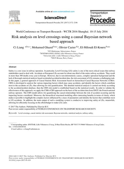 Pdf Risk Analysis On Level Crossings Using A Causal Bayesian Network