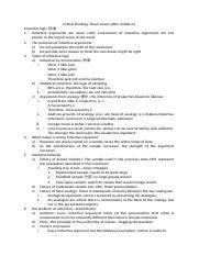 Critical Thinking Critical Thinking Final Review After Midterm Inductive Logic Inductive