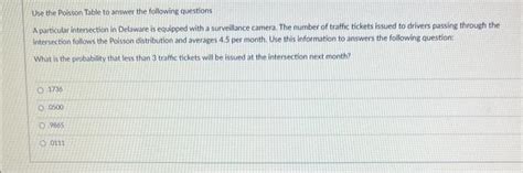 Solved Use The Poisson Table To Answer The Following