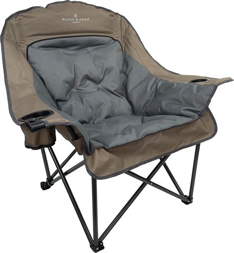 Black Sierra Plush Xl Padded Camping Chair For Adults