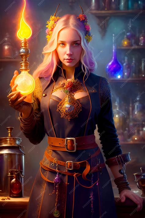 Premium Ai Image Beautiful Alchemist Hacker Girl 4k Portrait Image Midjourney Ai Digital Art