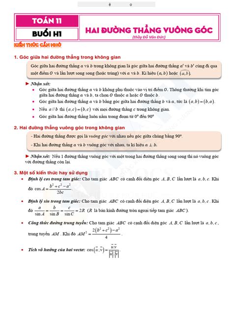 H1 Hai Đường Thẳng Vuông Góc Pdf