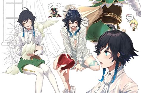 Aether And Venti Genshin Impact Drawn By Meronpanne Danbooru