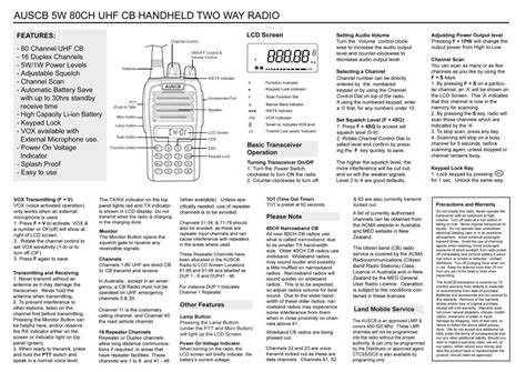 Auscb And Sierra Manual Auscb 5w 80ch Uhf Cb Handhelds Auscb And Sierra Manual Auscb 5w 80ch Uhf Cb Handhelds