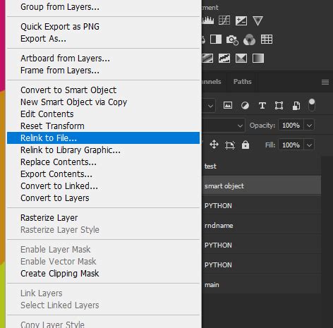 Use Relink To File Button In Photoshop Using Python Stack Overflow
