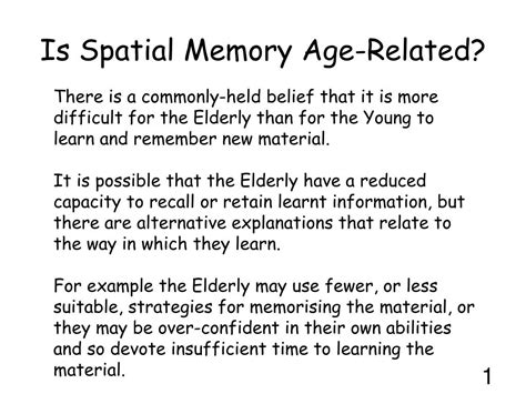 Ppt Is Spatial Memory Age Related Powerpoint Presentation Free Download Id3474025