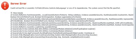 K2 Designer Displays Could Not Load File Or Assembly Error When Opened Community