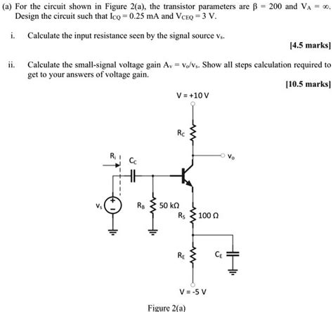 solved for the circuit shown in figure 2 the transistor parameters
