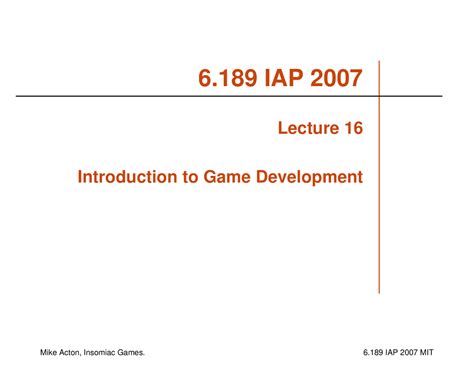 Introduction To Game Development Lecture Slides Assembly Programming