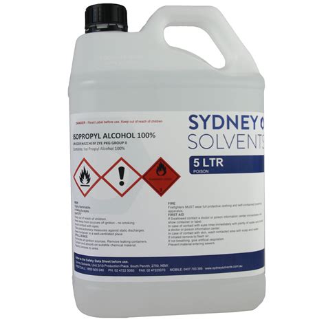 Isopropyl Alcohol Ipa Isopropanol 100 5 Litre Sydney Solvents