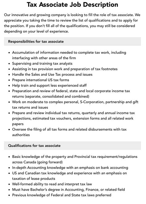 Tax Associate Job Description Velvet Jobs