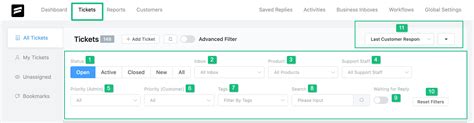 filtering sorting and searching tickets fluent support