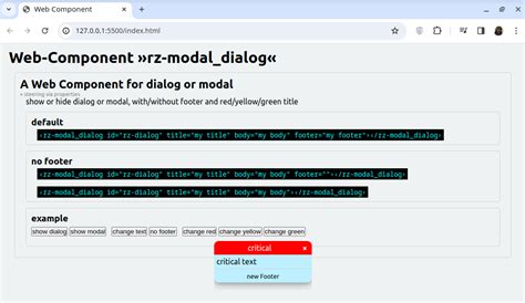 Github Zheng Bote Rz Modal Dialog A Web Component For Html Dialog Or Modal