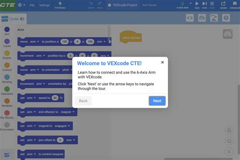 การเชอมตอแขนหนยนต แกนกบ VEXcode EXP ตามแอป หองสมด VEX