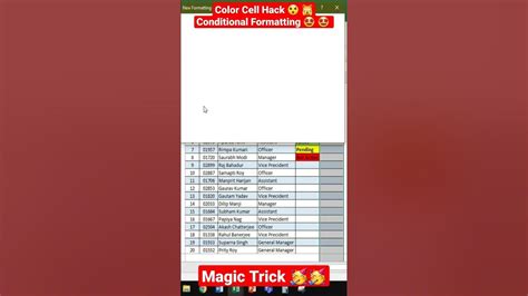 Excel Color Cell Hack 😲🙀 Conditional Formatting 🤩 👌 Shorts