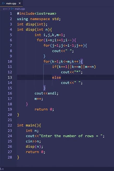 C Program To Print Hollow Mirrored Right Triangle Star Pattern Using Function Pwos Shorts